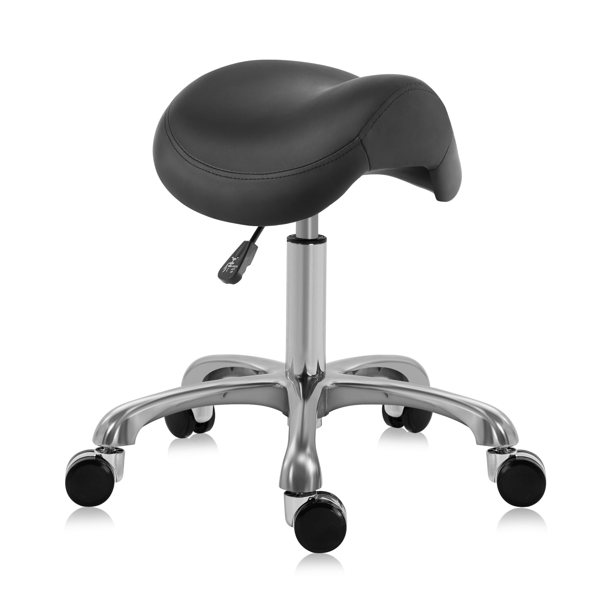 DR.LOMILOMI Pneumatic Swivel Rolling Stool 506 for Hygienic Clinic Spa Massage Home and Office