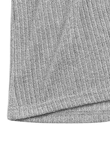 Verdusa Women's Rib Knit Long Sleeve Lounge Set 2 Piece PJ Set Nightwear Pajama Set Grey L