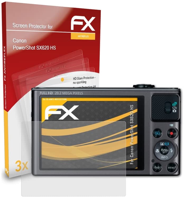 atFoliX Screen Protector compatible with Canon PowerShot SX620 HS Screen Protection Film, anti-reflective and shock-absorbing FX Protector Film (3X)
