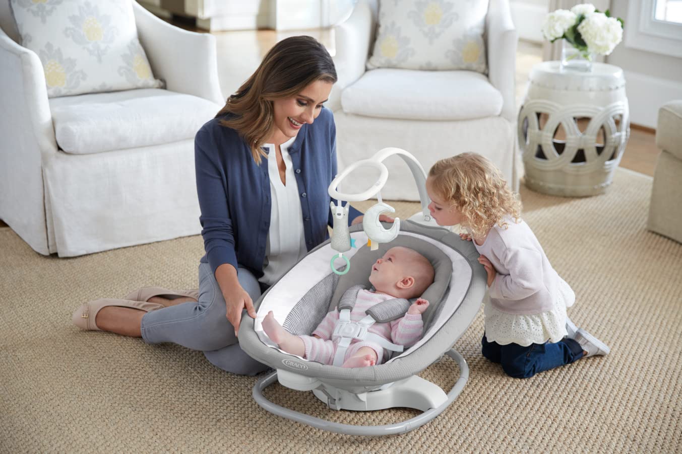 Graco Sense2Soothe Baby Swing with Cry Detection Technology, Sailor