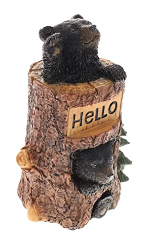 Top Brass Whimsical Black Bear Cubs Waving Hello Figurine - Lodge Decor Cabin Statue Sign