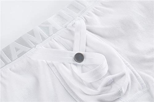JOCKMAIL Cotton Men Boxer U Convex Pouch Adjustable Size Ring Cock Straps Men trunk Shorts (L, White)