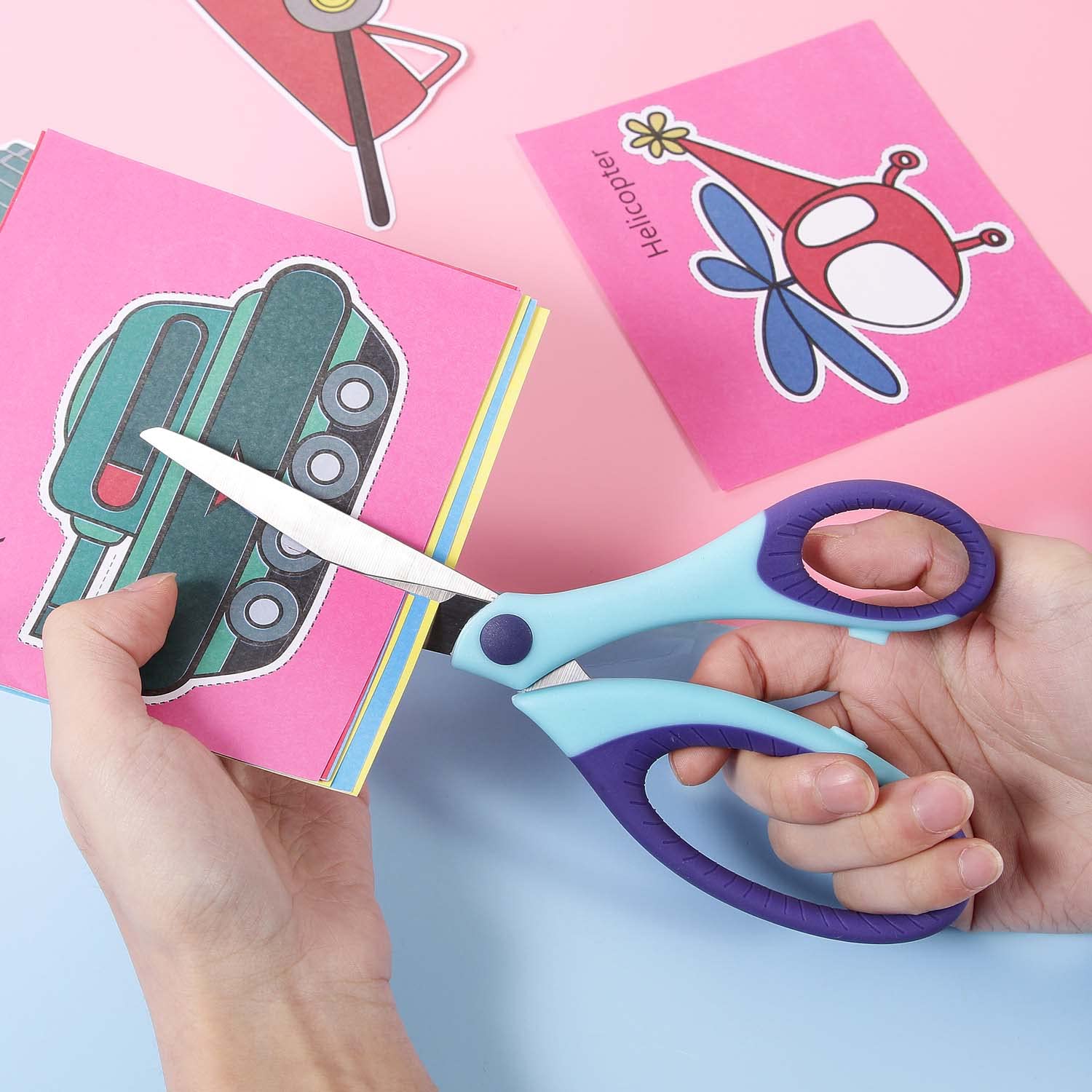 Craft Scissors Set of 4 Pack , All Purpose Sharp Blade Shears Rubber Soft Grip Handle, Multipurpose Fabric Scissors Tool Great for Adults, Office, Sewing, School and Home Supplies, Blue