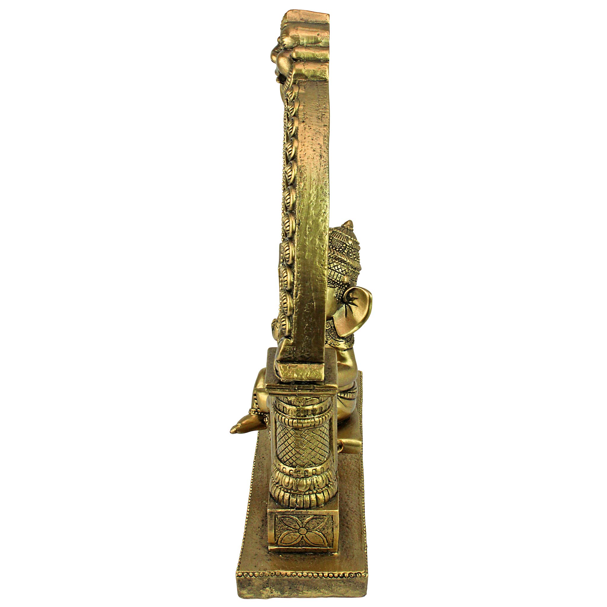 Design Toscano Ganesha on Jhoola Swing Hindu Elephant Man Statue Hanging Figurine, 10 inches Tall, Cast Stone Resin, Antique Gold Finish