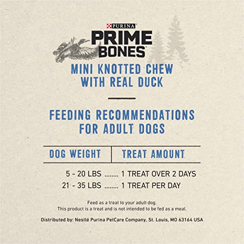 Purina Prime Bones Mini Knotted Chews Rawhide Free, Natural Dog Treats with Real Duck - 26 ct. Pouch