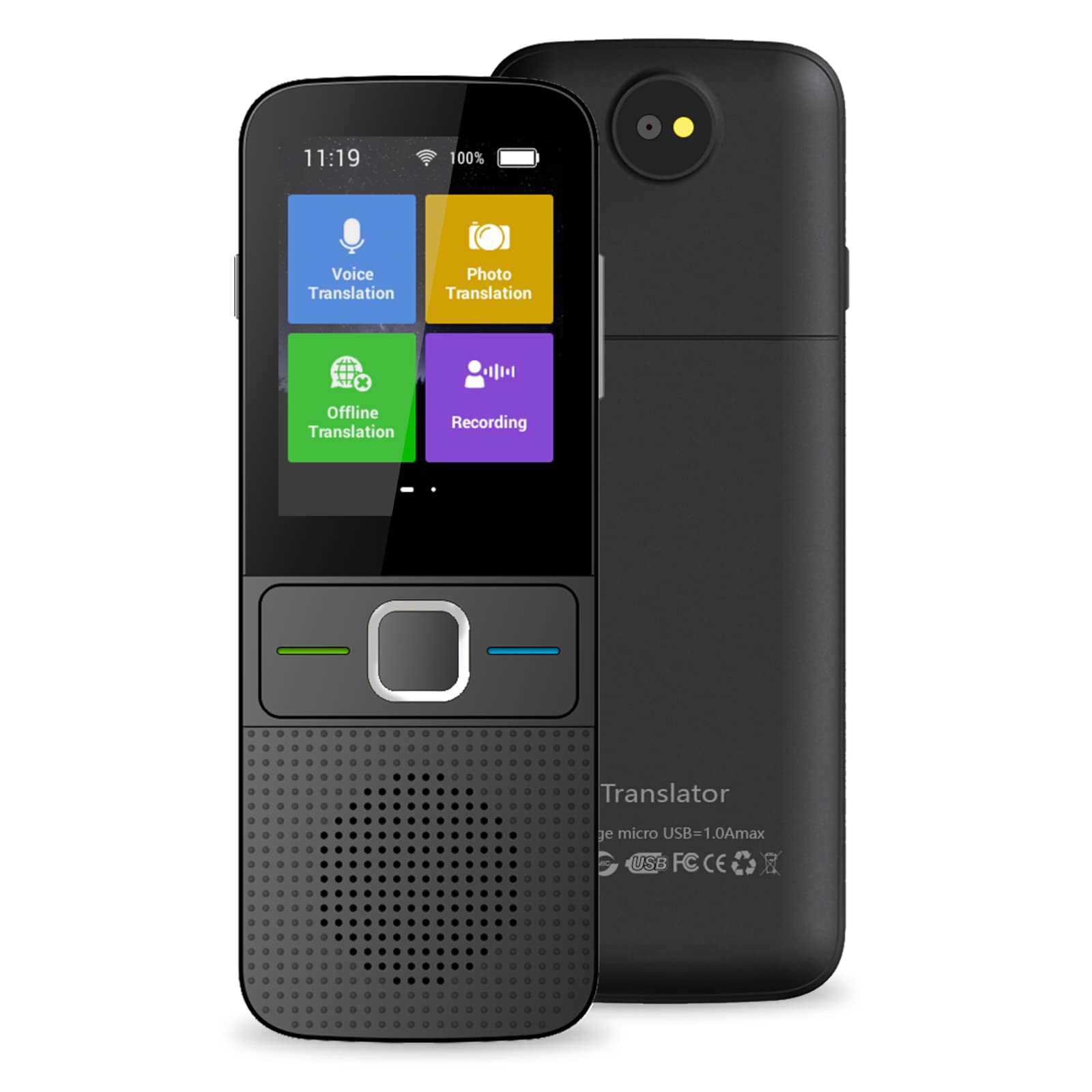 Language Voice Translator Device Portable Smart Translator Two Way Online 138 Languages Real Time - Black