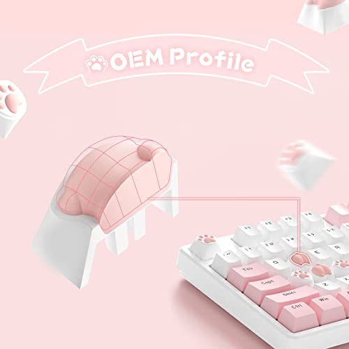 Custom 8 Pcs Cute Cat Claw and Butt Shape PBT&Silicone Keycaps Set Ergonomic OEM R4 Profile for 61/84/96/104 Key AKKO Gateron Kailh Cherry MX Cross Type Switch Mechanical Gaming Keyboard DIY(Pink-8)