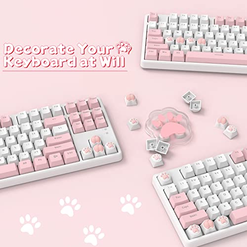 Custom 8 Pcs Cute Cat Claw and Butt Shape PBT&Silicone Keycaps Set Ergonomic OEM R4 Profile for 61/84/96/104 Key AKKO Gateron Kailh Cherry MX Cross Type Switch Mechanical Gaming Keyboard DIY(Pink-8)