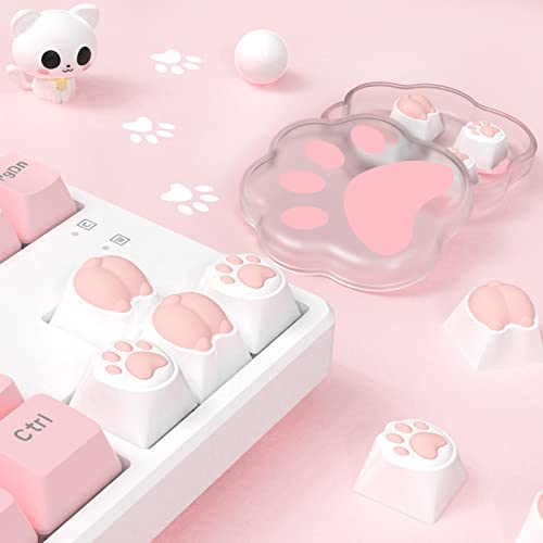 Custom 8 Pcs Cute Cat Claw and Butt Shape PBT&Silicone Keycaps Set Ergonomic OEM R4 Profile for 61/84/96/104 Key AKKO Gateron Kailh Cherry MX Cross Type Switch Mechanical Gaming Keyboard DIY(Pink-8)
