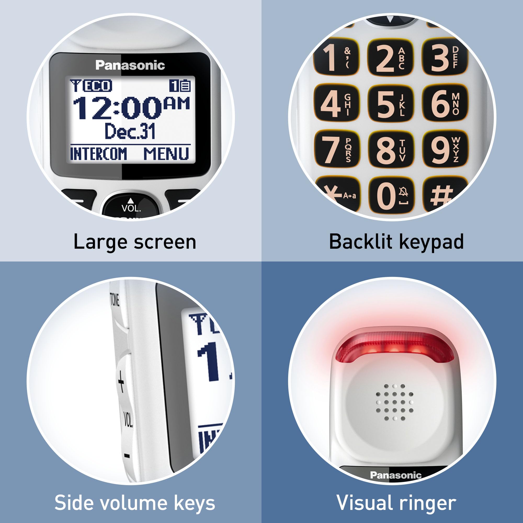Panasonic Amplified Cordless Phone KX-TGM420W with Enhanced Noise Reduction and Digital Answering Machine - 1 Handset (White)