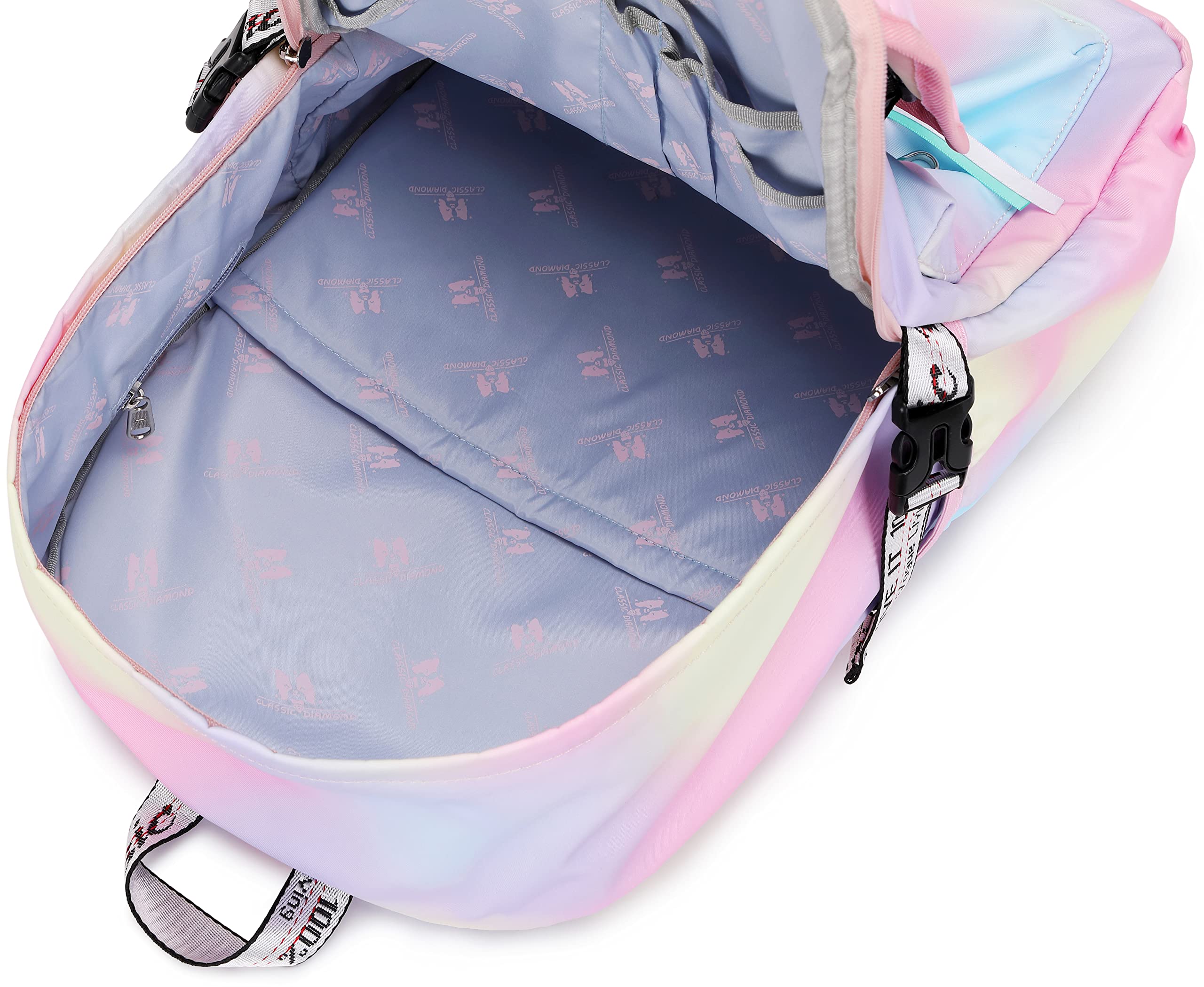 Hey Yoo School Backpack for Girls Backpack with Lunch Box School Bag Bookbag Aesthetic Cute Backpack Set for Teen Girls (Pink)