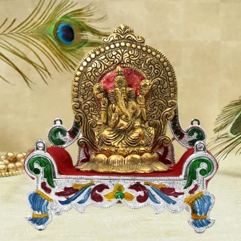 LNT Bal Gopal Sinhasan Handikraft meenakari Laddu Gopal Sinhasan Bal Gopal Bed Shree Krishna Singhasan Thakorji Sinhasan Ganesh Sinhasan Fancy Sinhasan Janmashtami Special Sinhasan, Wood