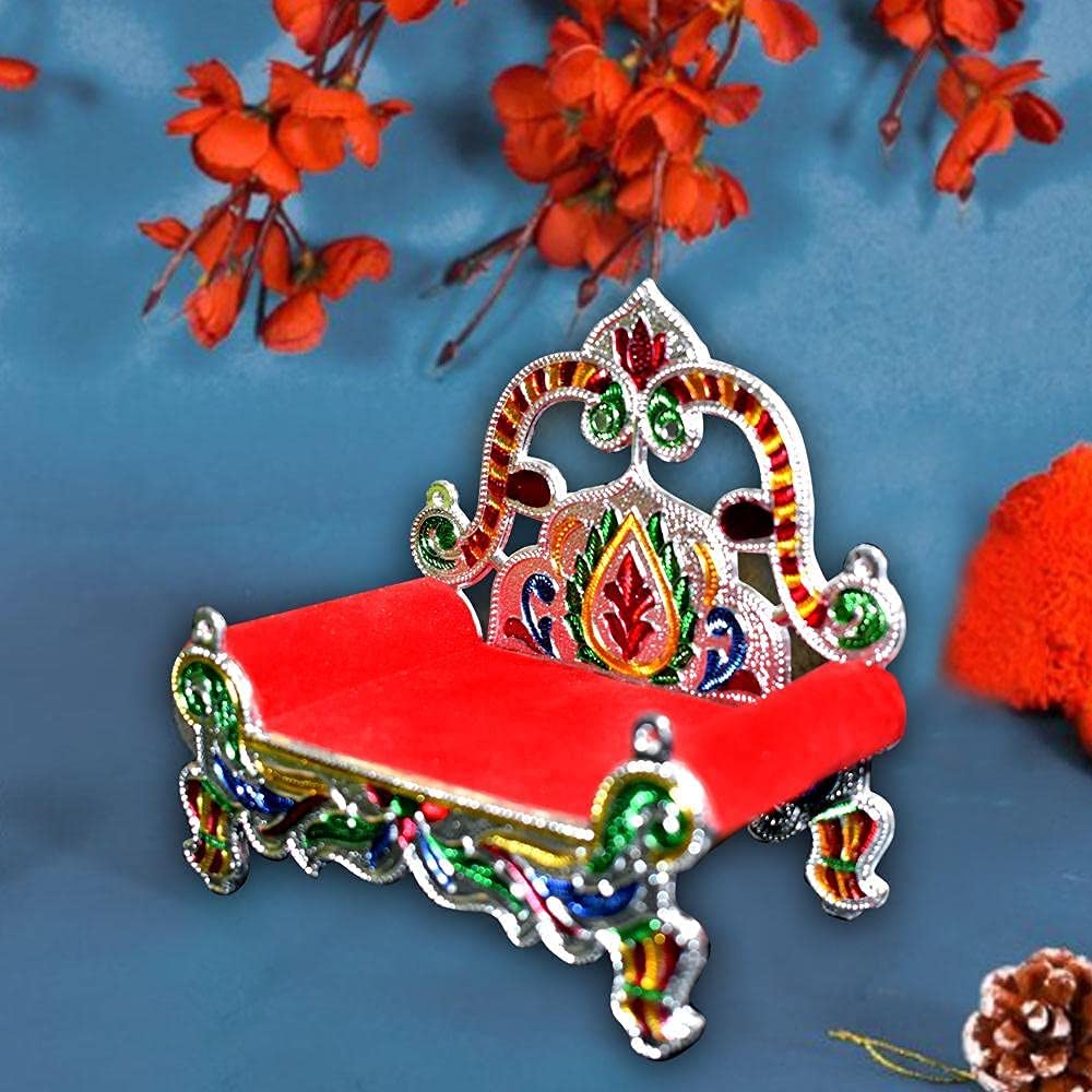 LNT Bal Gopal Sinhasan Handikraft meenakari Laddu Gopal Sinhasan Bal Gopal Bed Shree Krishna Singhasan Thakorji Sinhasan Ganesh Sinhasan Fancy Sinhasan Janmashtami Special Sinhasan, Wood