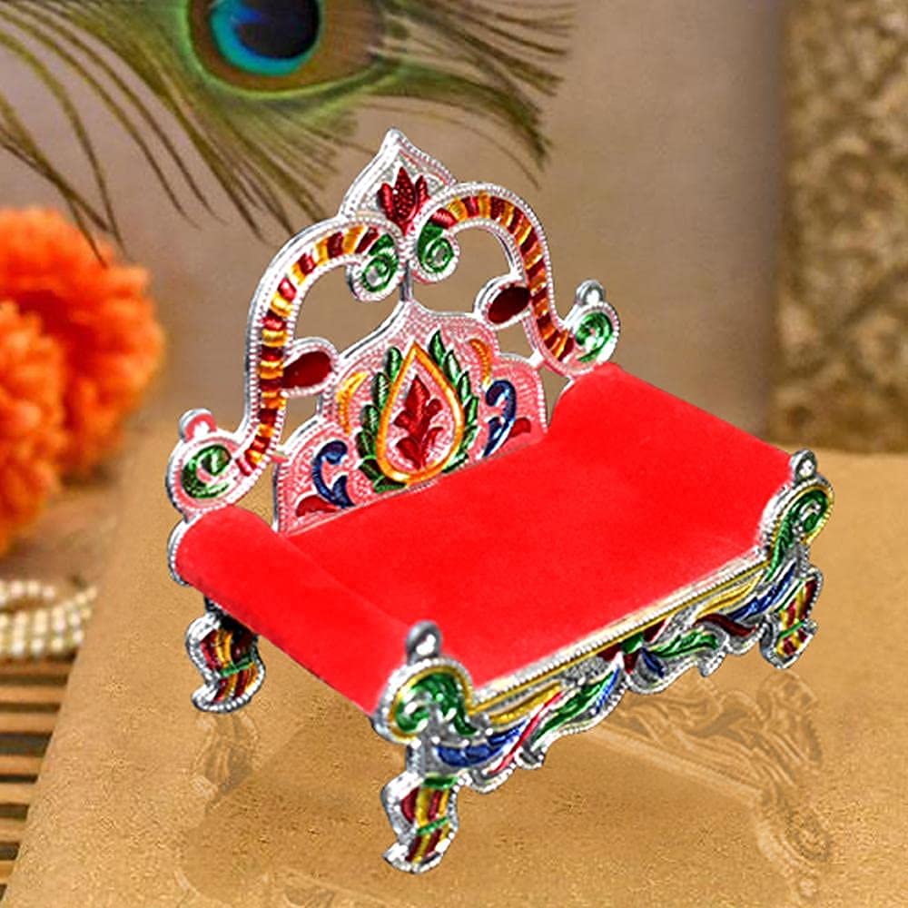 LNT Bal Gopal Sinhasan Handikraft meenakari Laddu Gopal Sinhasan Bal Gopal Bed Shree Krishna Singhasan Thakorji Sinhasan Ganesh Sinhasan Fancy Sinhasan Janmashtami Special Sinhasan, Wood