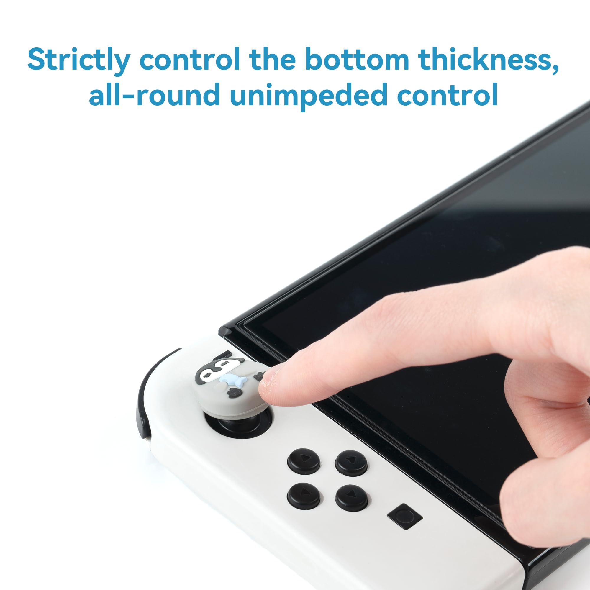 GeekShare Cute Silicone Joycon Thumb Grip Caps Kawaii Polar Animal Theme Thumbstick Caps Joystick Cover Compatible with Nintendo Switch/OLED/Switch Lite - 2Pairs/4PCS - Penguin & Seal