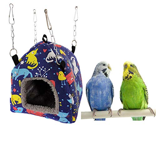 Bird Hut Nest Hammock Tent Bed Toy for Medium Large Pet Parrot Parakeet Cockatiel Conure Cockatoo African Grey Amazon Eclectus Lovebird Hamster Chinchilla Ferret Squirrel Cage Swing