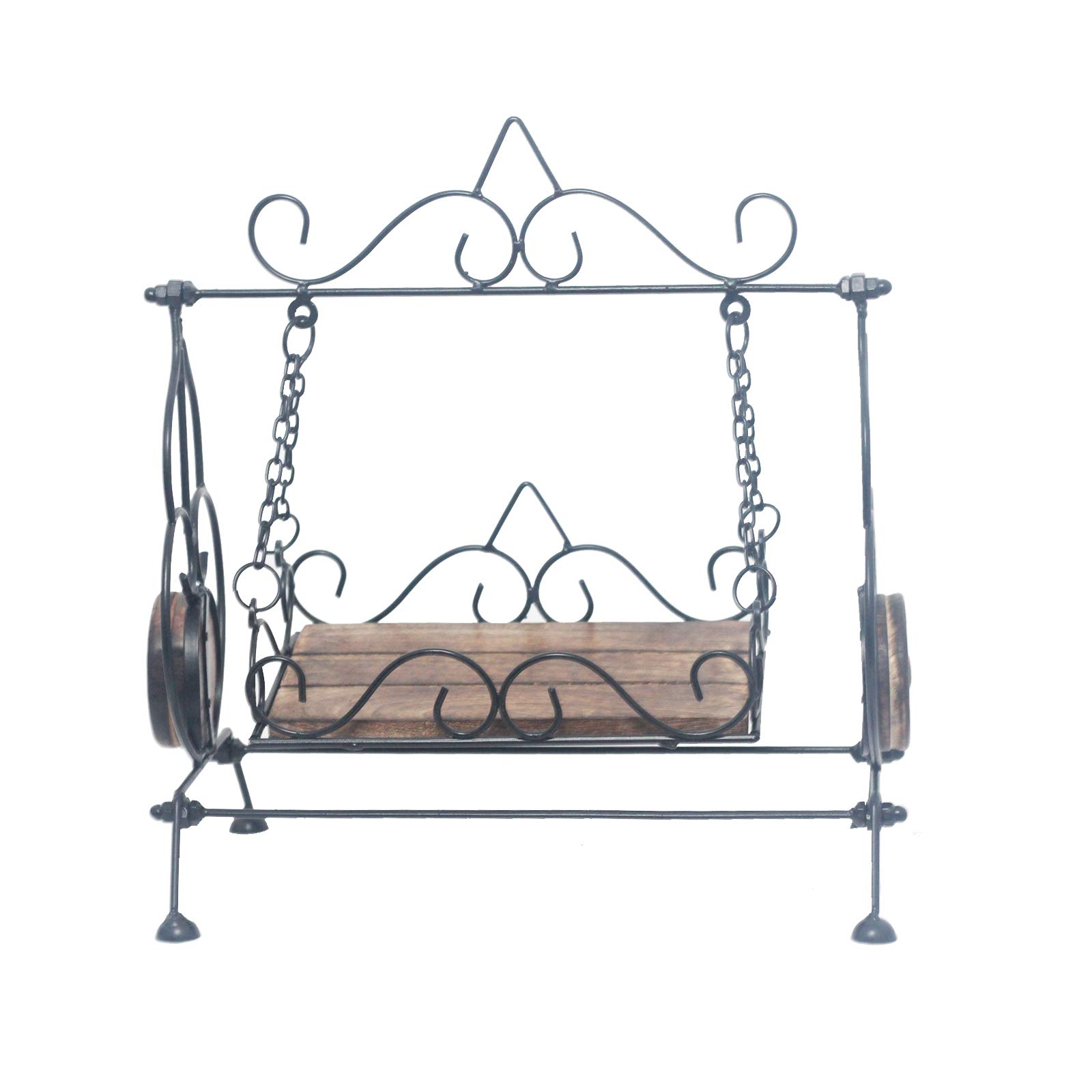 CRAFTCASTLE Wooden Antique Wrought Iron Krishna Jhula, Laddu Gopal Jhula - for Home and Office (Pack of 1)