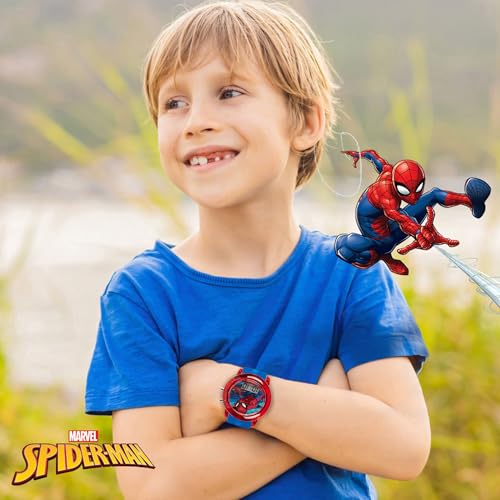 Accutime Kids Marvel Spider-Man Digital Quartz Plastic Watch for Boys & Girls with LCD Display Red/Blue (Model: SPD4464)