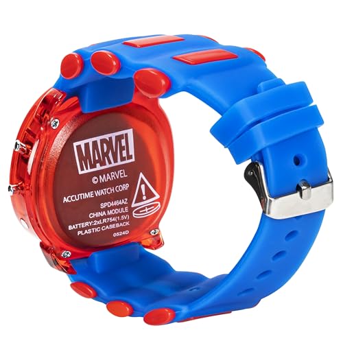 Accutime Kids Marvel Spider-Man Digital Quartz Plastic Watch for Boys & Girls with LCD Display Red/Blue (Model: SPD4464)