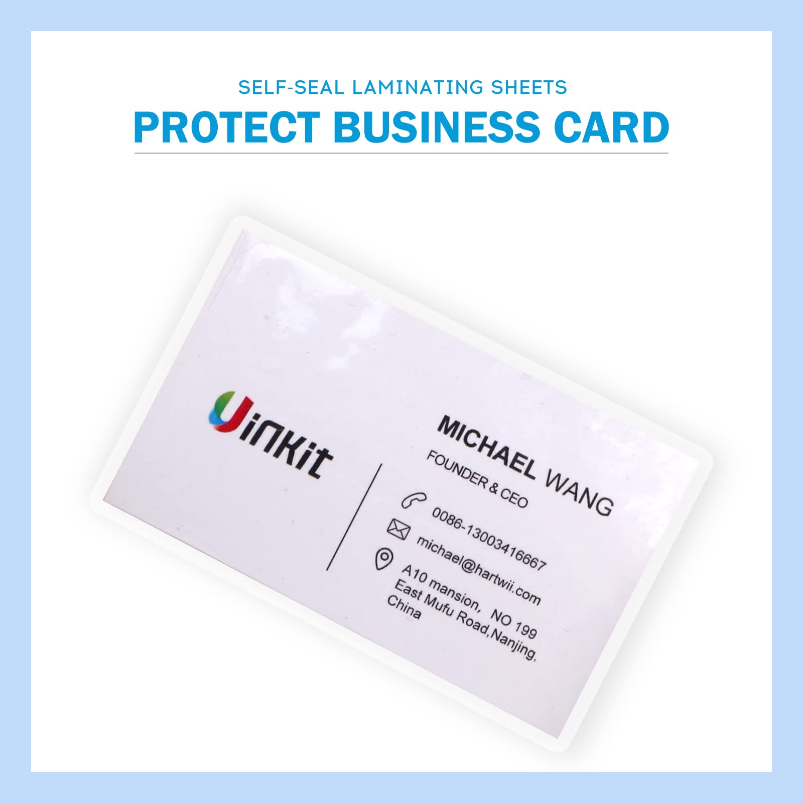 Uinkit Self Sealing Laminating Pouches Self Adhesive Laminating Sheets for Cards 2.6x3.9inches 50Pack 10Mil Thick Gloss Finish No Machine Need (2.6x3.9Inchesx50Pack)