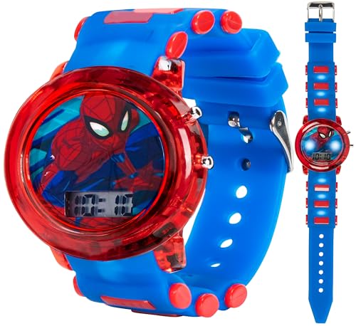 Accutime Kids Marvel Spider-Man Digital Quartz Plastic Watch for Boys & Girls with LCD Display Red/Blue (Model: SPD4464)