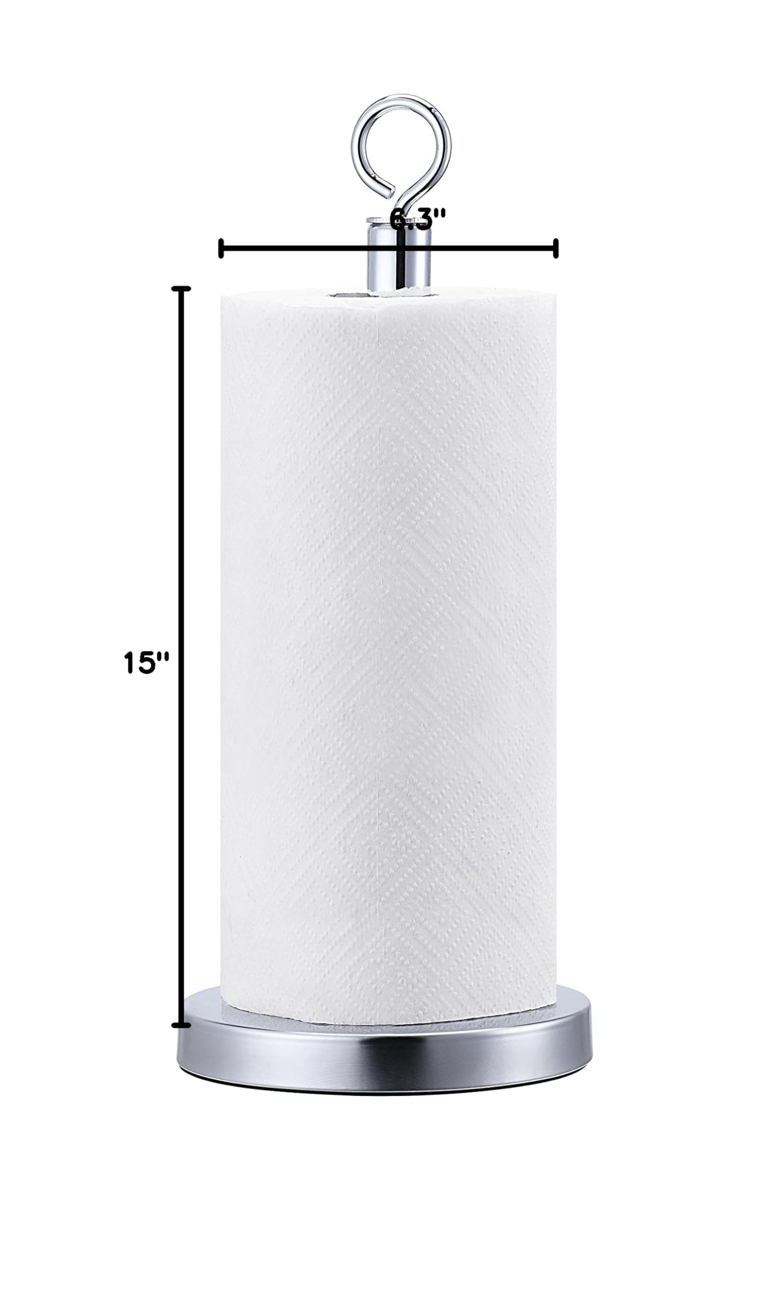 SunnyPoint Heavy Weighted Sturdy Paper Towel Holder Stand Dispenser with Stainless Base Fits Standard and Jumbo Sized Paper Towel, Chrome
