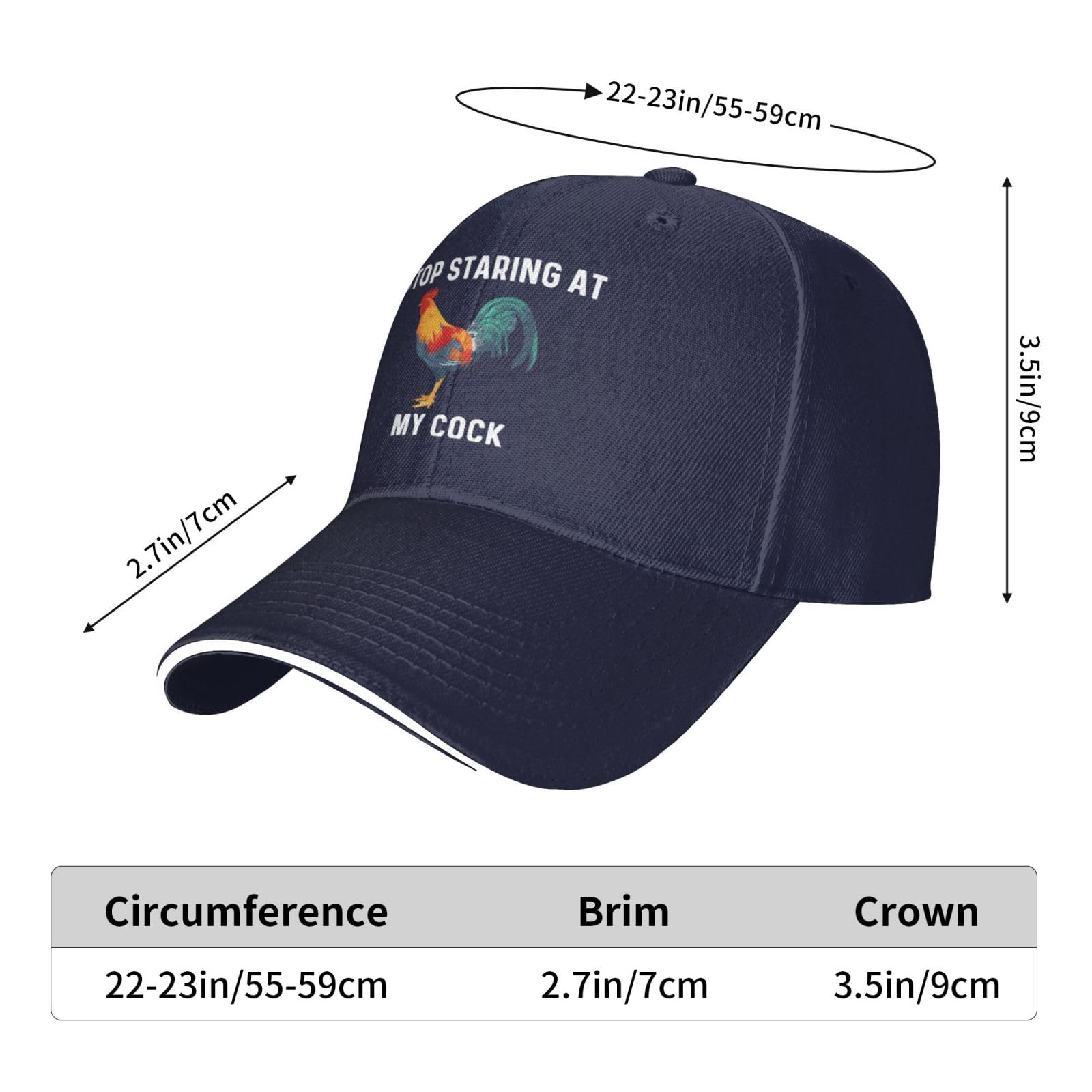 POLIFARMER Stop Staring at My Cock Hat Women Baseball Caps with Design Hat Navy Blue