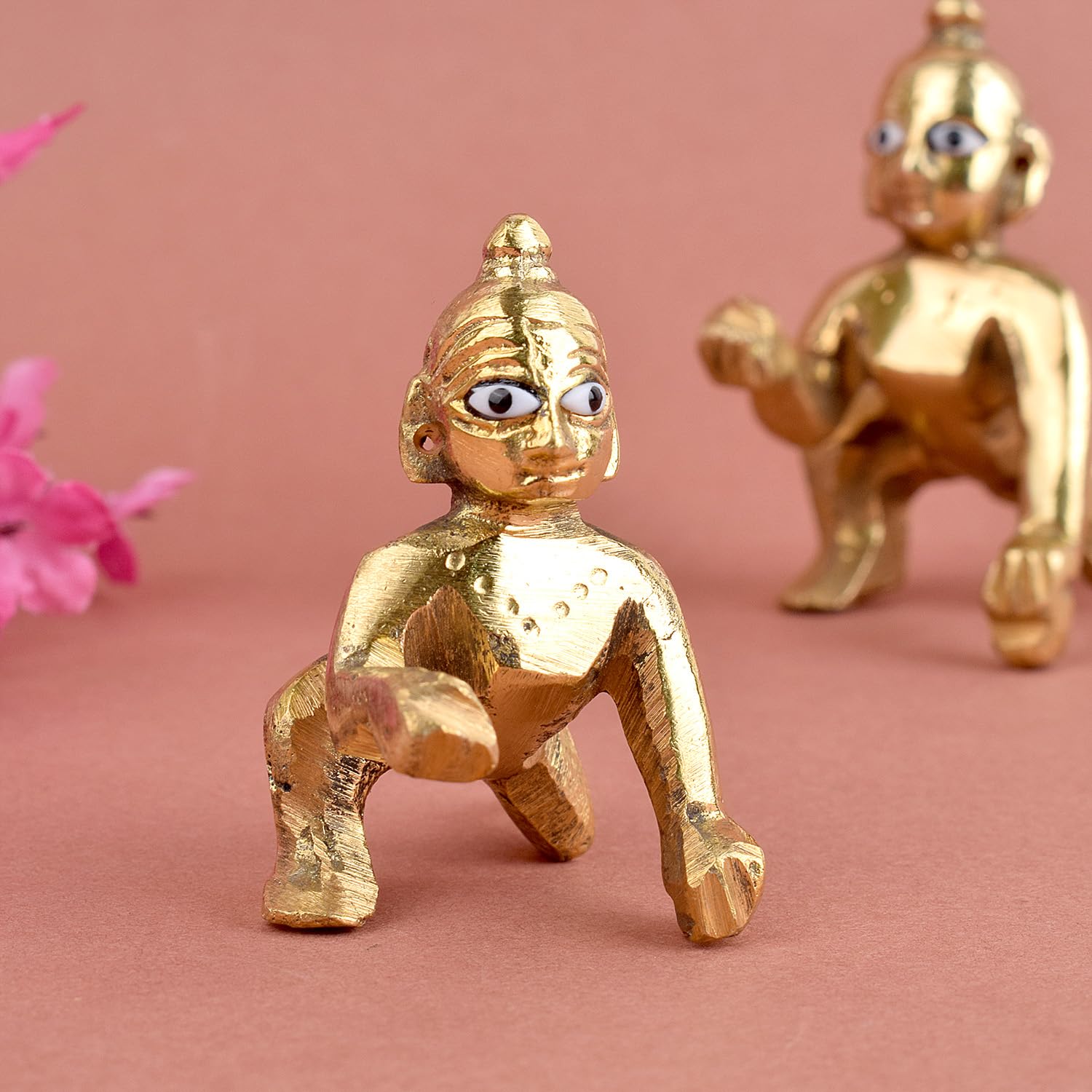Craftsman Brass Laddu Gopal Ji Idol Kanha Ji Murti/Statue Indian Krishna Figurine Gopal Krishna Janmashtmi Kanha Makhan Chor Bal Gopal Murti for Krishnajanmashtmi Home and Temple (Size 0)