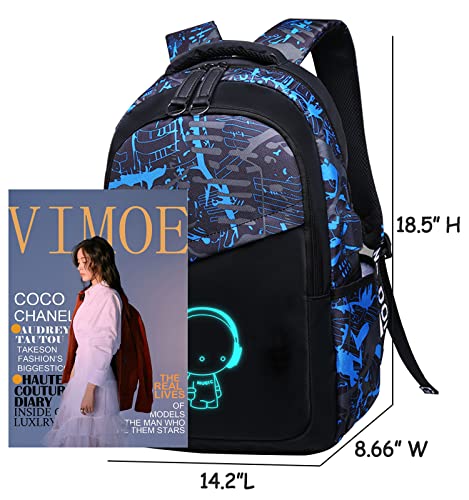 Oslimea Backpack for School Boys Backpacks Anime Cartoon Luminous Backpack Teens School Bag Cute Bookbag for Middle School High School Waterproof Laptop Backpack for Travel