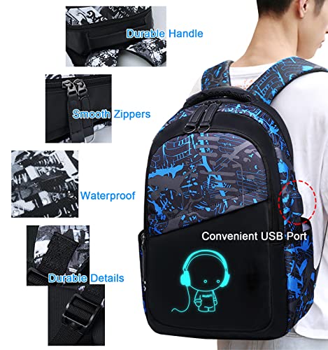 Oslimea Backpack for School Boys Backpacks Anime Cartoon Luminous Backpack Teens School Bag Cute Bookbag for Middle School High School Waterproof Laptop Backpack for Travel