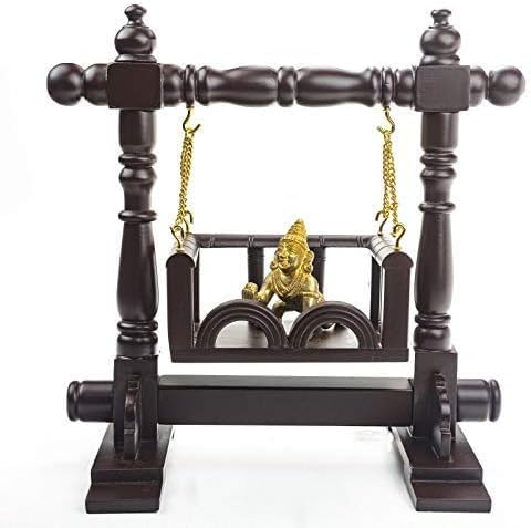 Handcrafted White Teakwood Jhoola/Jhula for Krishna Janmashtami/Bal Gopal/Ladoo Gopal/Kaanha/Hindola Celebrations,Pack of 1