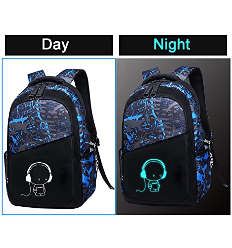 Oslimea Backpack for School Boys Backpacks Anime Cartoon Luminous Backpack Teens School Bag Cute Bookbag for Middle School High School Waterproof Laptop Backpack for Travel