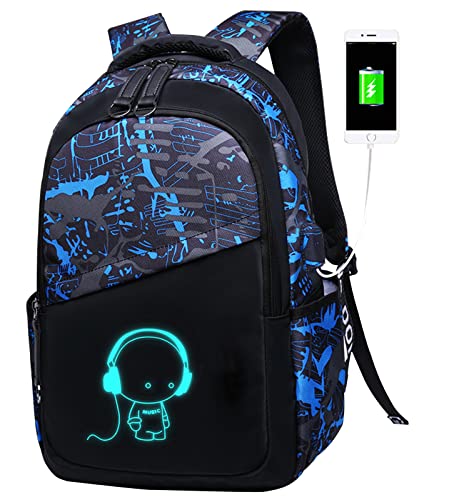 Oslimea Backpack for School Boys Backpacks Anime Cartoon Luminous Backpack Teens School Bag Cute Bookbag for Middle School High School Waterproof Laptop Backpack for Travel