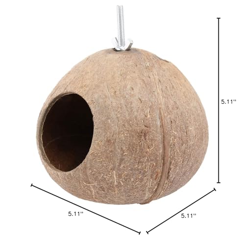 POPETPOP 1Pc Handmade Bird Nest Creative Coconut Shell Bird House Garden Decoration-Pet Supplies