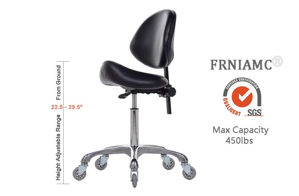 FRNIAMC Adjustable Saddle Stool Chairs With Back Support Ergonomic Rolling Seat For Medical Clinic Hospital Lab Pharmacy Studio Salon Workshop Office And Home