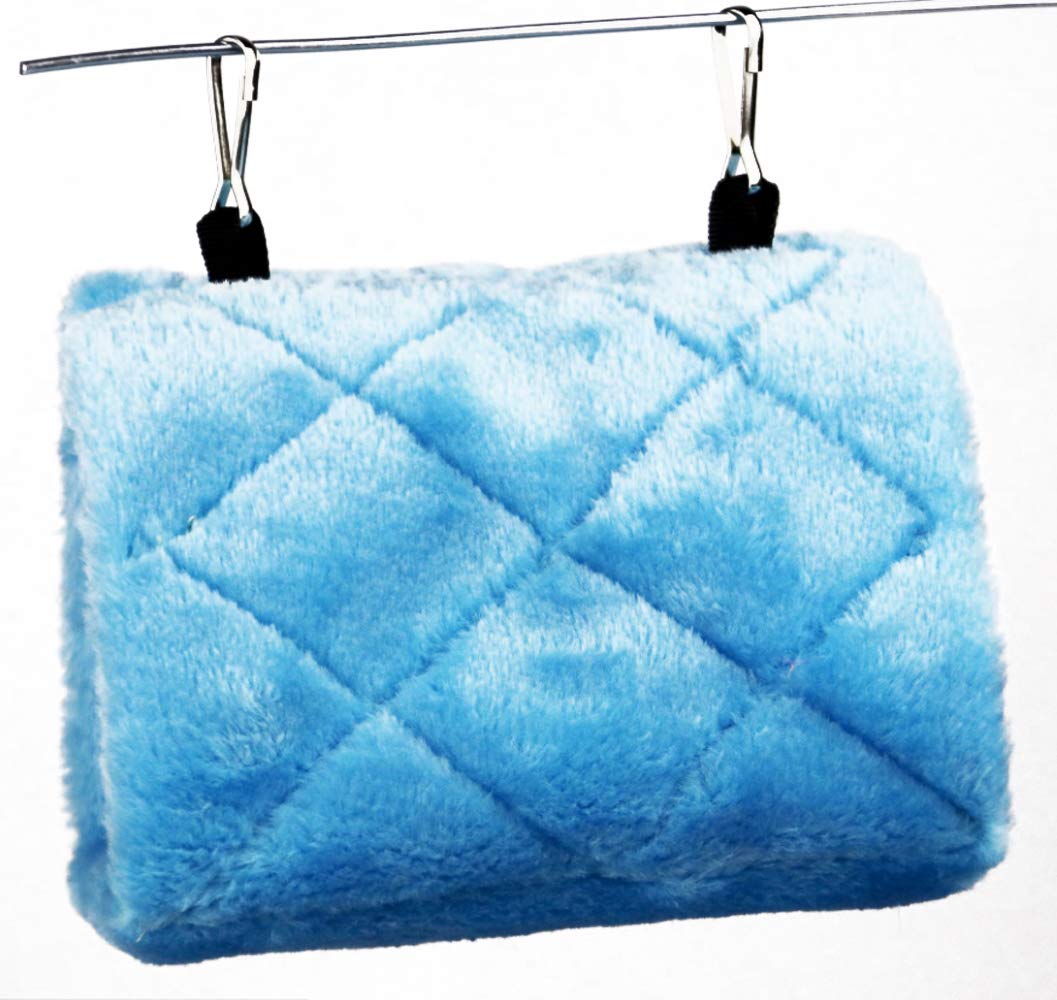 Cdycam Pet Bird Nest Hammock Hanging Cave Cage Plush Snuggle Happy Hut Tent Bed (Small, Blue)