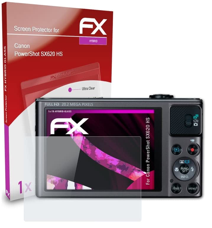 atFoliX Plastic Glass Protective Film compatible with Canon PowerShot SX620 HS Glass Protector, 9H Hybrid-Glass FX Glass Screen Protector of plastic