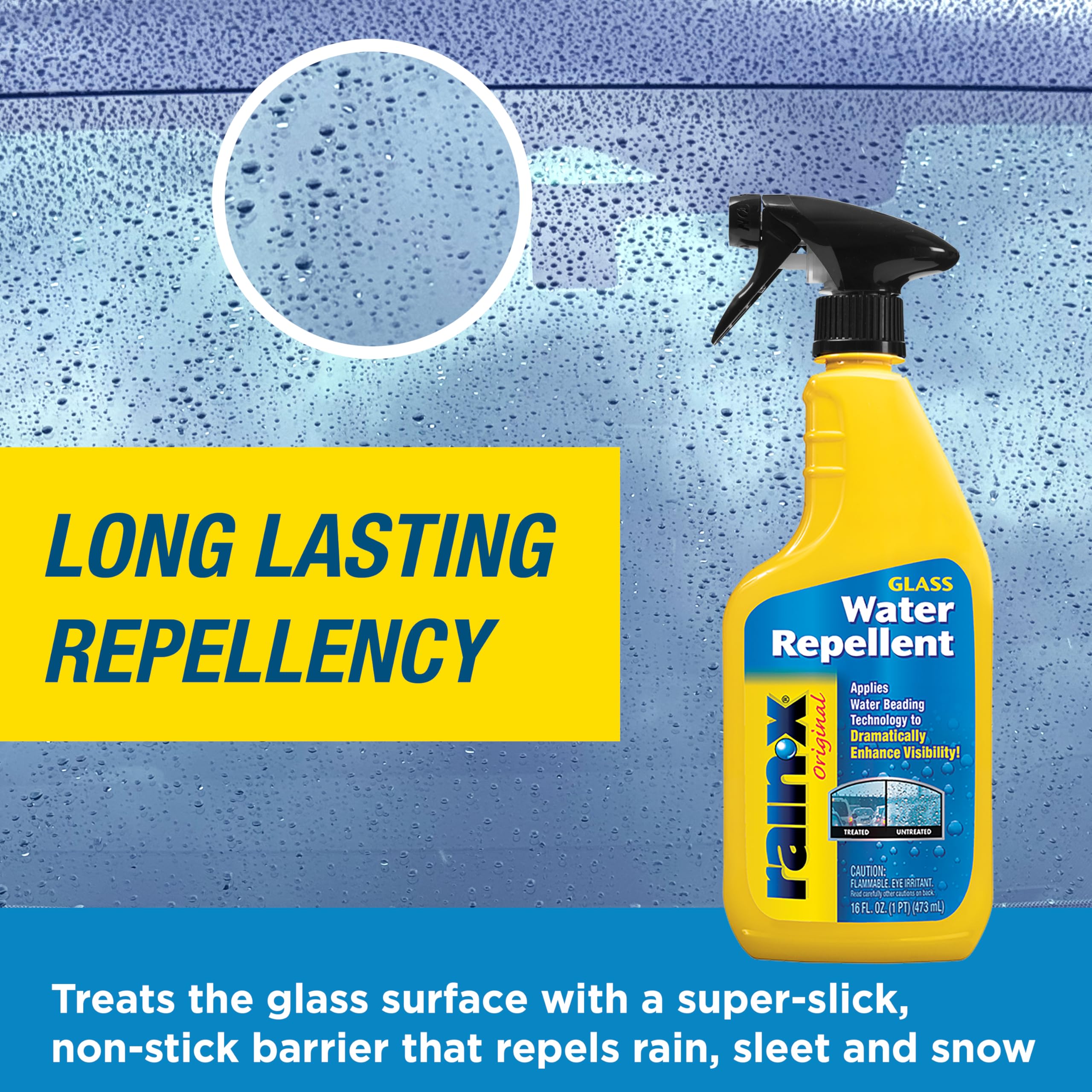 Rain-X 800002250 Glass Treatment Trigger, 16 Fl Oz - Exterior Glass Treatment To Dramatically Improve Wet Weather Driving Visibility During All Weather Conditions