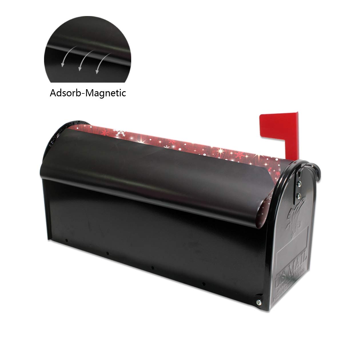 Naanle Christmas Xmas Magnetic Mailbox Cover, Red Christmas Tree Snowflake Mailbox Wrap Home Decorative for Standard Size 20.8β(L) x 18β(W)