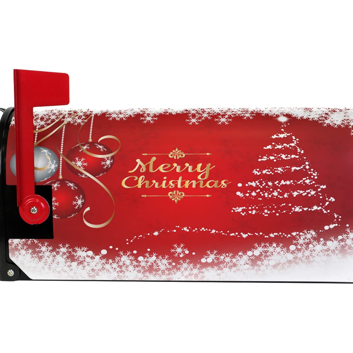 Merry Christmas Mailbox Cover Standard Size Winter Snowflake Xmas Tree Magnetic Mailbox Covers Garden Yard Post Wraps Letter Box Cover Decorations 21" L x 18" W