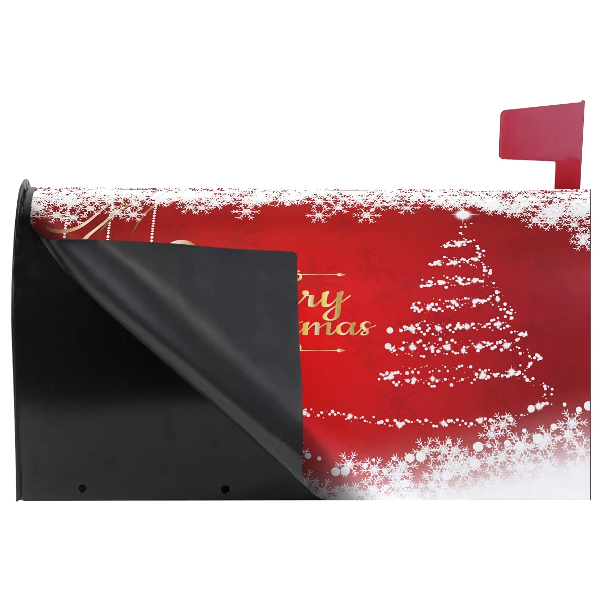 Merry Christmas Mailbox Cover Standard Size Winter Snowflake Xmas Tree Magnetic Mailbox Covers Garden Yard Post Wraps Letter Box Cover Decorations 21" L x 18" W