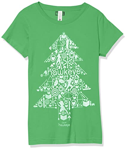 Marvel girls Marvel Hawkeye Hawkeye Christmas Tree Short Sleeve Tee T Shirt, Green Apple, X-Small US