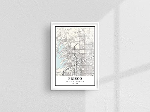 Frisco Texas Tx City Vintage Map Poster | 11x17 12x18 16x24 24x36 Minimalist Unframed Traveler Wall Art | Modern Hometown City Artwork Print | Home Office Decor for Gifts