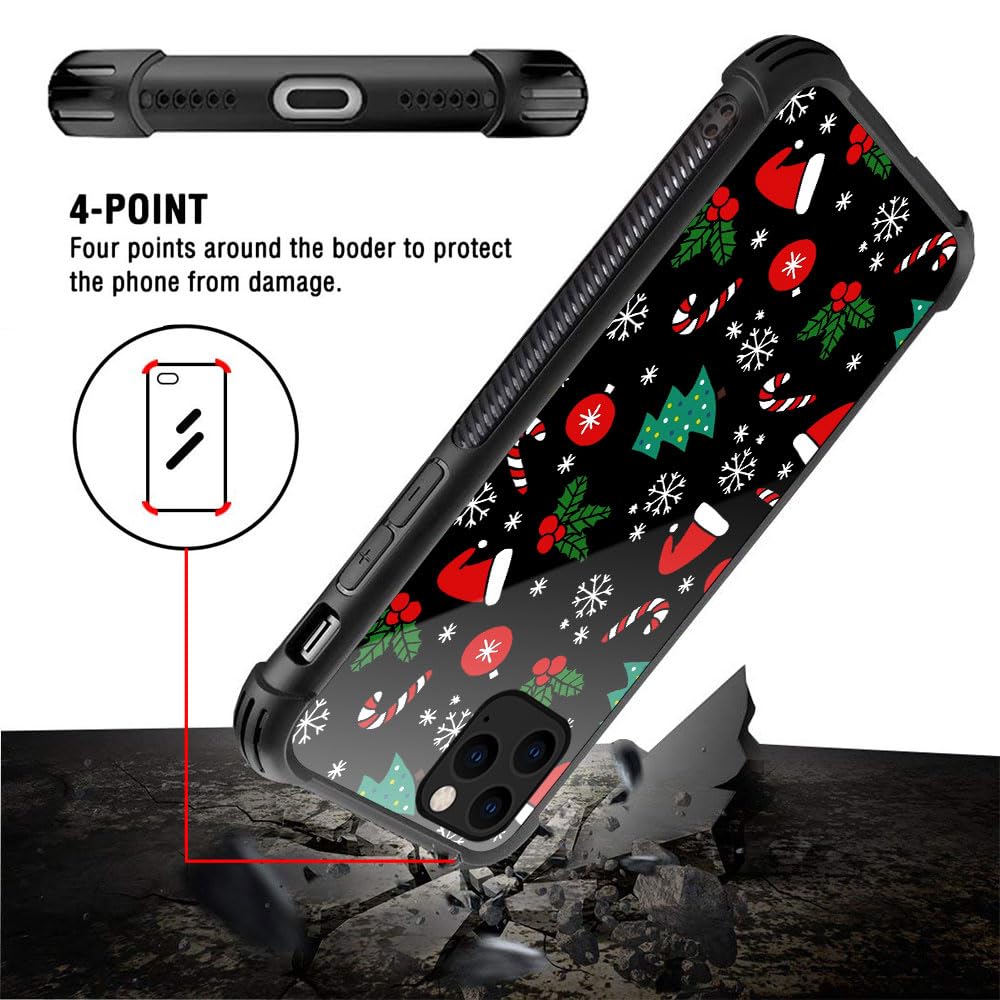 DJSOK Case Compatible with iPhone 13 Pro, Christmas Snowflakes Stars Tree with 4 Corners Shockproof Protection Soft Silicone TPU Bumper and Hard PC Pattern Back Case for iPhone 13 Pro