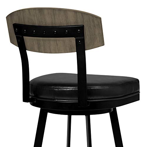 Armen Living Frisco Bar Stool, Height, Black