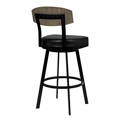 Armen Living Frisco Bar Stool, Height, Black