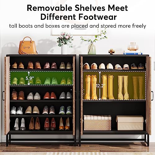 LITTLE TREE Shoe Storage Cabinet for Entryway, Modern Shoe Organizer Cabinet with Removable Shelves for 16-20 Pairs