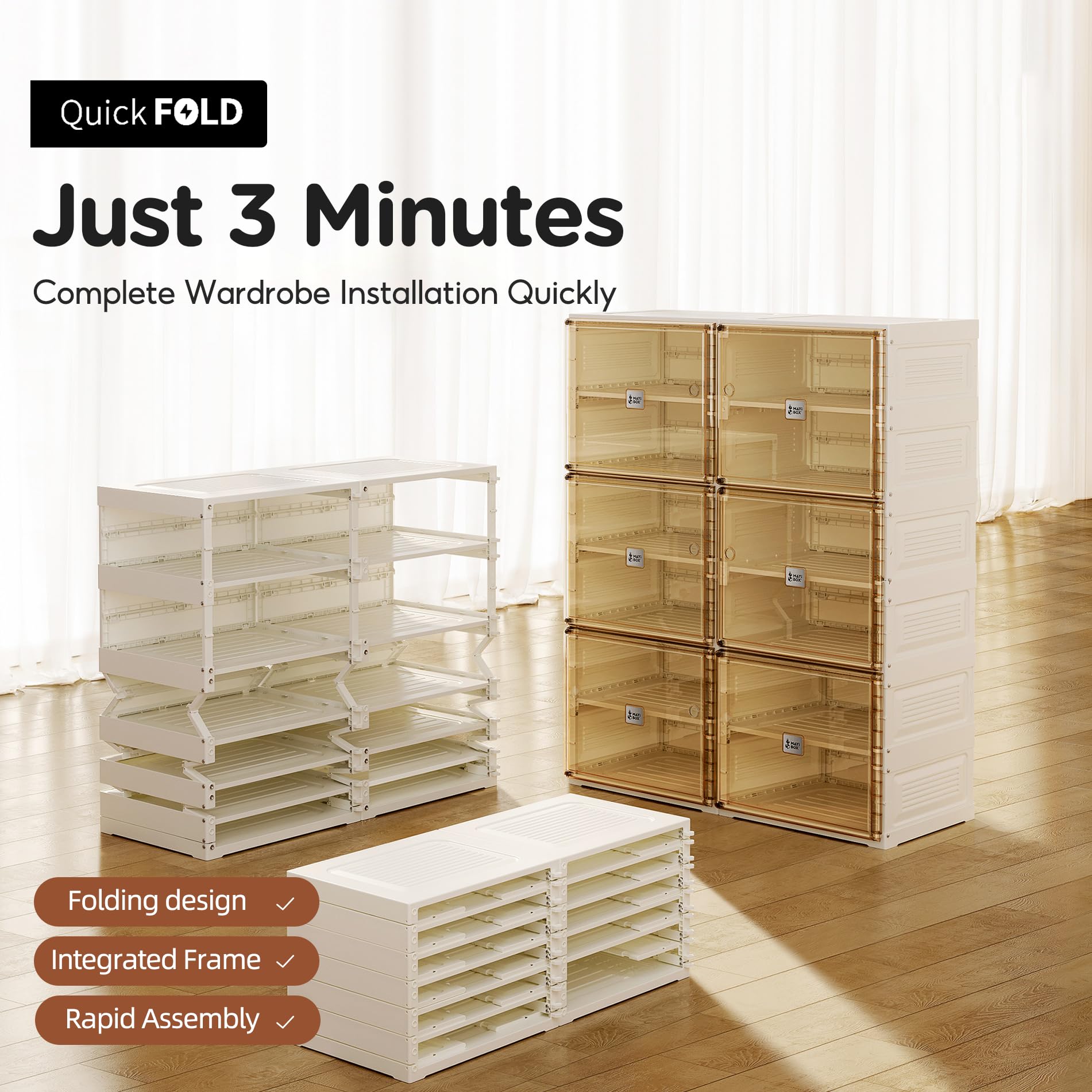 ANTBOX Portable Shoe Rack Organizer for Closet Entryway, Stackable Sneaker Storage Shoe Cabinet with Magnetic Clear Door, Large Plastic Storage containers Bins with Lids 4 Tiers 16 Pairs