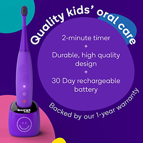 BURSTkids Electric Toothbrush Replacement Heads - Charcoal-Infused, Soft Bristles for Deep Clean, Stain Removal, Healthy Smile and Fresh Breath, 3PK, Pink