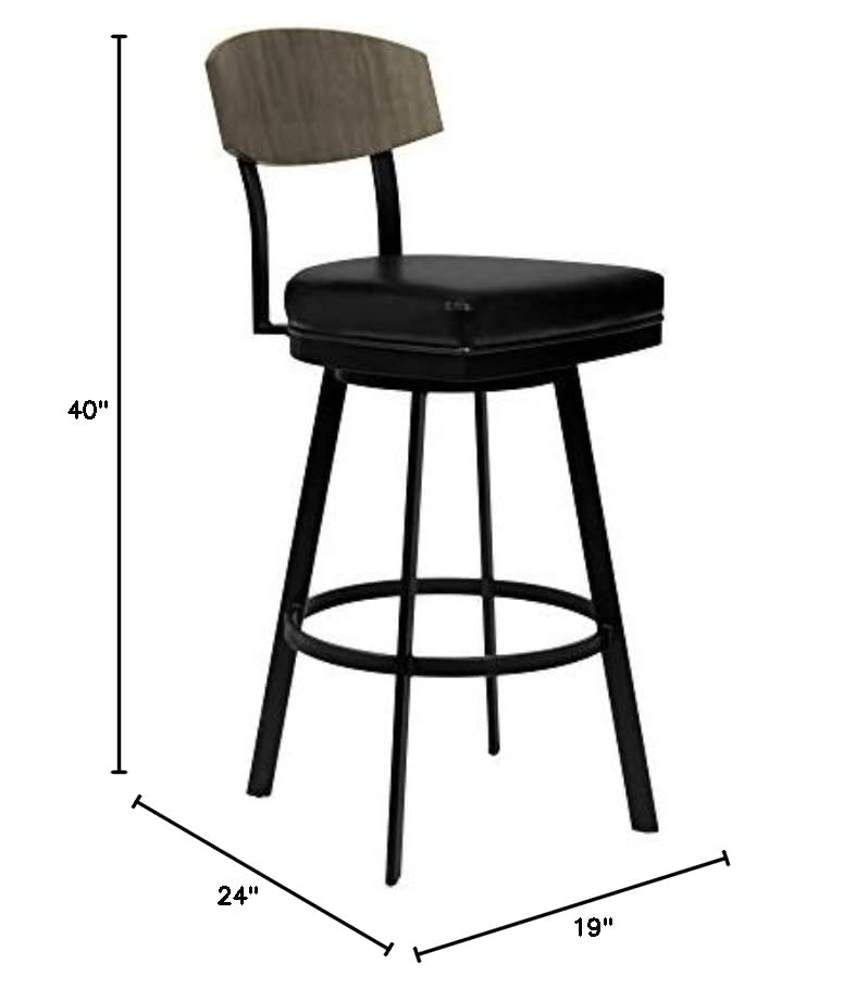Armen Living Frisco Bar Stool, Height, Black